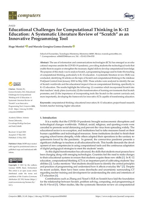 Educational Challenges For Computational Thinking In K12 Education A