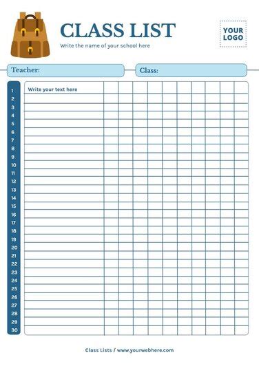 Free Editable Class List Templates Free Editable Class List Templates