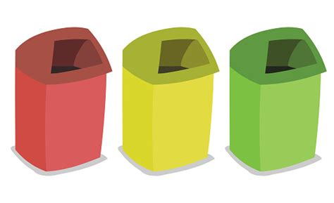 공공 공원에서 녹색 노란색과 빨간색 플라스틱 쓰레기통 또는 쓰레기통 수 있습니다 클린 시티 그래픽 디자인 요소 공원에 대한 스톡 벡터 아트 및 기타 이미지 Istock