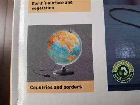 Illuminated Globe Dual Map Physical Map Political Map 30cm Livarno Home