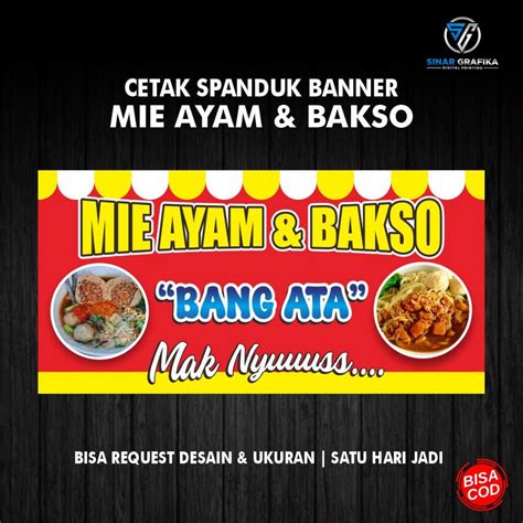 Jual Cetak Spanduk Mie Ayam Bakso Cetak Banner Mie Ayam Spanduk Jualan Desain Custom