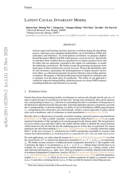Pdf Latent Causal Invariant Model