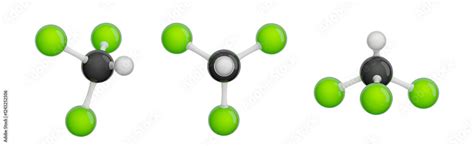 Molecule Of Trichloromethane Chloroform Set Of Views Molecular