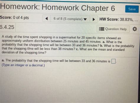 Solved Homework Homework Chapter 6 Save Score 0 Of 4 Pts 6