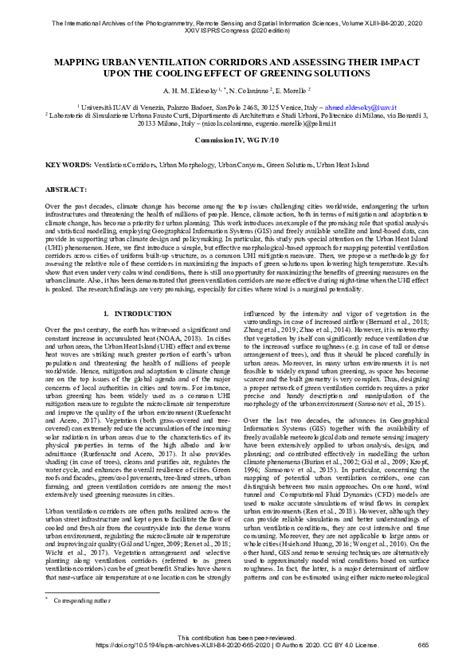 Pdf Mapping Urban Ventilation Corridors And Assessing Their Impact Upon The Cooling Effect Of