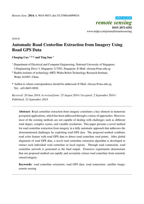 Pdf Automatic Road Centerline Extraction From Imagery Using Road Gps Data