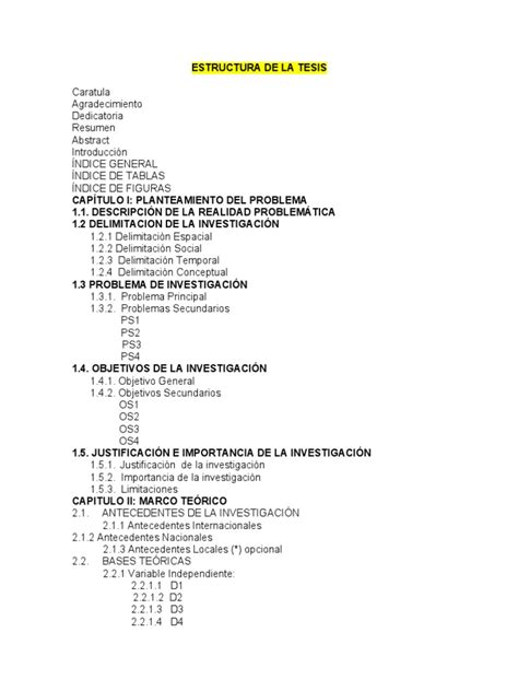 Estructura De La Tesis Pdf Business Procesos De Negocio