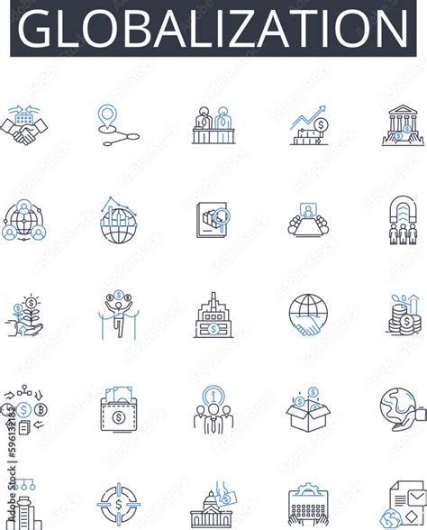 Globalization Line Icons Collection Urbanization Digitization Modernization