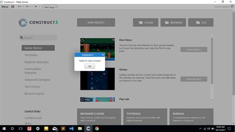 R62 Failed To Open Project · Issue 924 · Scirraconstruct Bugs · Github