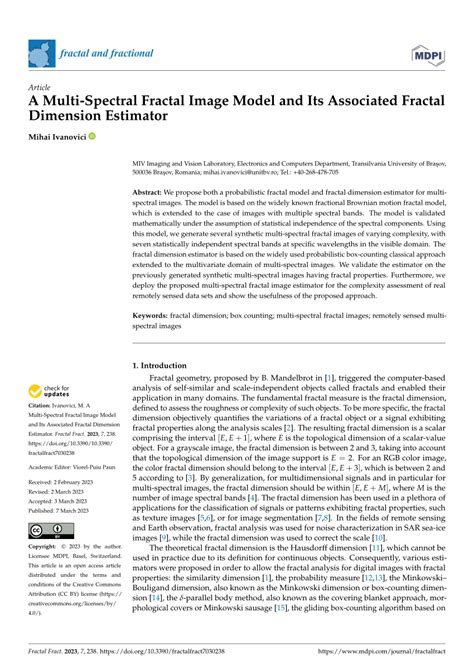 Pdf A Multi Spectral Fractal Image Model And Its Associated Fractal