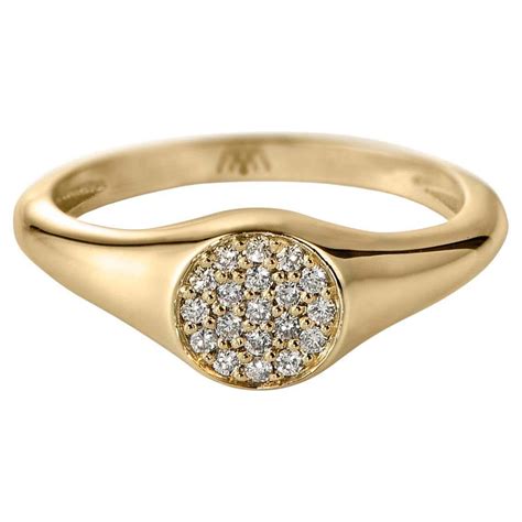 Customizable Diamond Signet Ring 18k Gold For Sale At 1stdibs