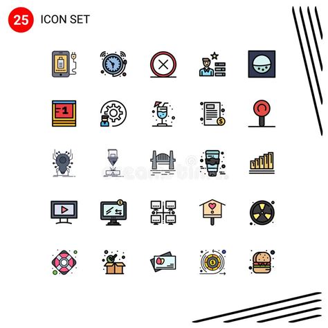 Mobile Interface Filled Line Flat Color Set Of 25 Pictograms Of Personal Human Resource Watch