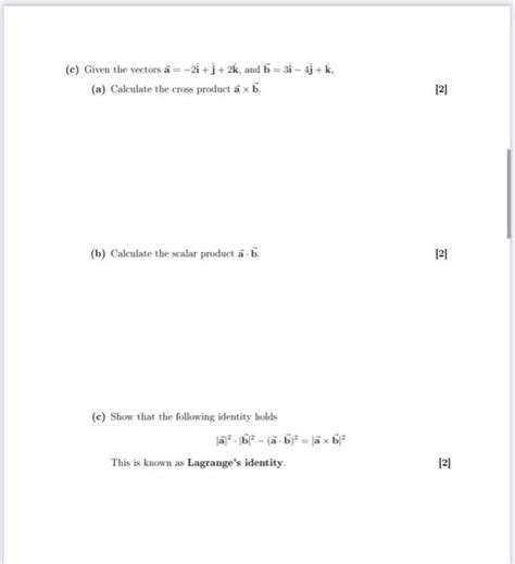 Solved C Given The Vectors A 2i J 2k And Chegg Com