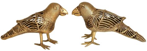 Buy Exotic India Pair Of Tota Maina Tribal Statue From Bastar Brass Statue Online At Low