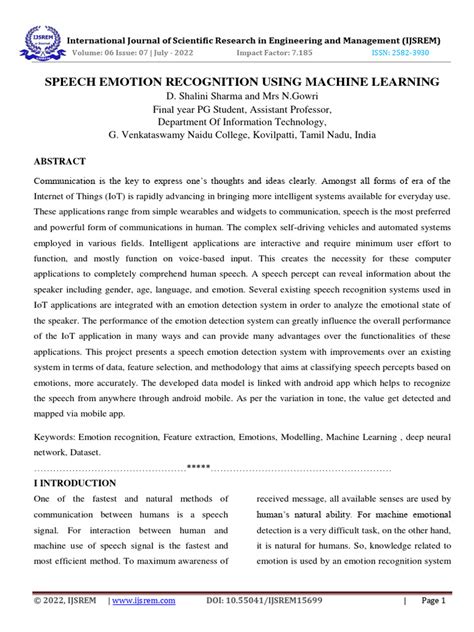 Speech Emotions Recognition Using Machine Learning Pdf Emotions