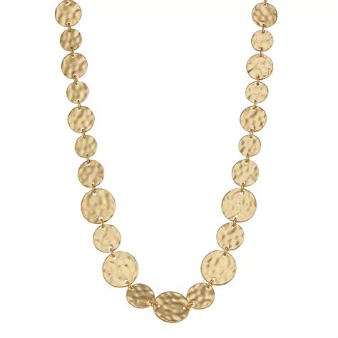 Nine West Gold Tone Hammered Metal Collar Necklace