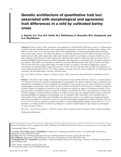 Pdf Genetic Architecture Of Quantitative Trait Loci Associated With
