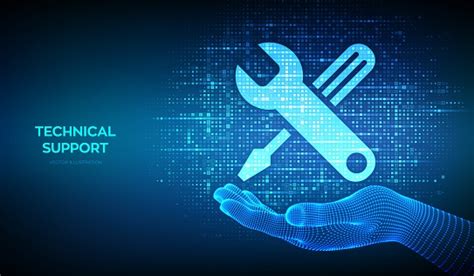 와이어프레임의 바이너리 코드로 만든 기술 지원 아이콘입니다 고객 지원 온라인 기술 지원 고객 서비스 기술 개념입니다 숫자 10이 있는 디지털 매트릭스 배경입니다 벡터