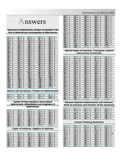 Ques Determinants Part 4 Answershet Pdf Determinant Matrix