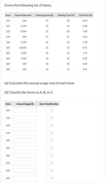 Solved Use The Data Table To Complete A B A