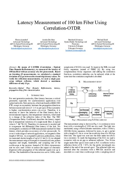Pdf Latency Measurement Of 100 Km Fiber Using Correlation Otdr