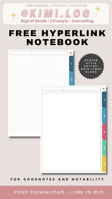 Free Hyperlink Digital Notebook Stickers Goodnotes 5 📖 Digital