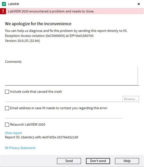 Labview 2020 Getting Fatal Error Message On Launch Ni Community