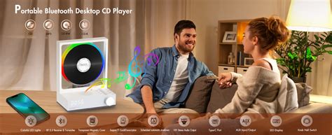 HOTT C229 Retro HIFI CD Player Two Way Bluetooth RGB Dazzling Colour Light Effect Rechargeable