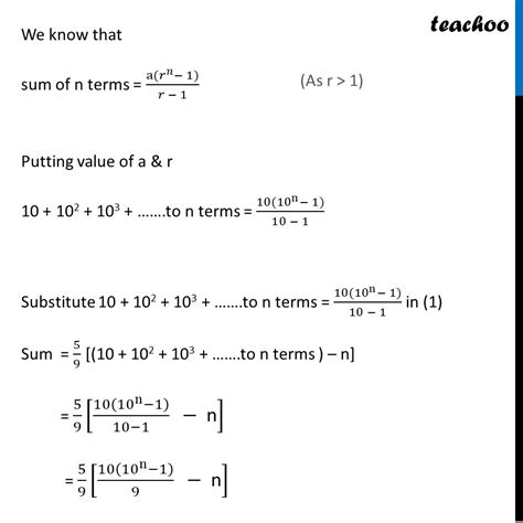 Misc 21 Find The Sum Of The Series 5 55 555 Upto N Terms