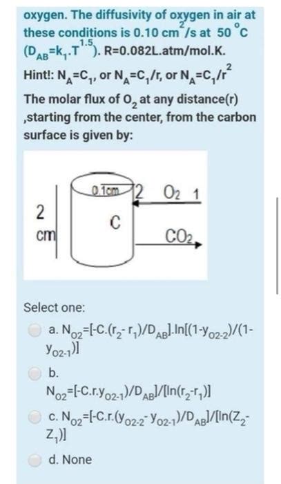 solved oxygen the diffusivity of oxygen in air at these