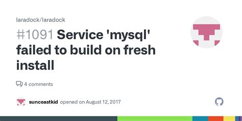 Service Mysql Failed To Build On Fresh Install · Issue 1091