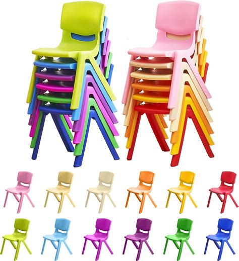 Purpeak 12 Pcs Plastic School Stack Chair 10 Inch School Chairs Stackable Colorful
