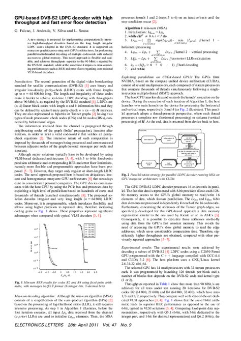 Pdf Gpu Based Dvb S2 Ldpc Decoder With High Throughput And Fast Error