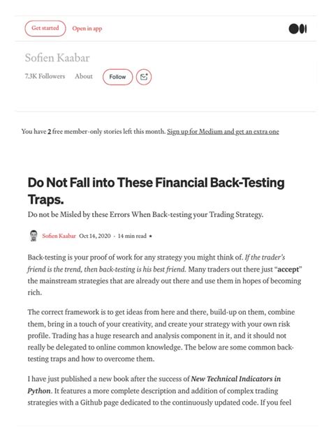 do not fall into these financial back testing traps by sofien kaabar medium pdf