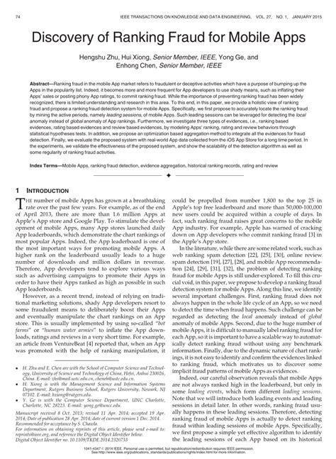 Pdf Discovery Of Ranking Fraud For Mobile Apps