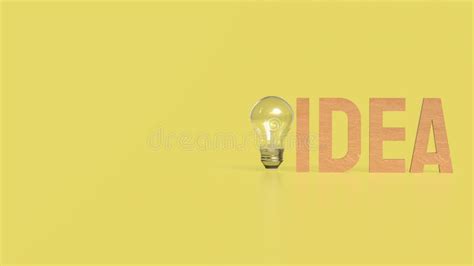 The Light Bulb And Idea Text For Creative Concept 3d Rendering Stock