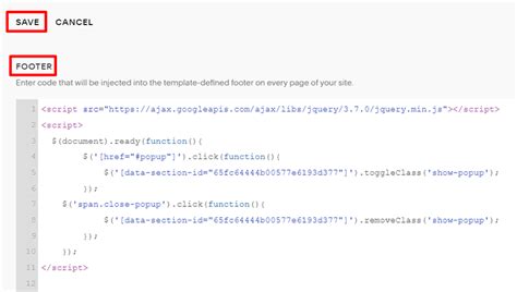 Click Header Button Show A Popup Use Footer Section Summary Block