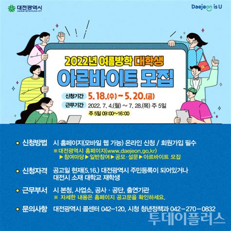 대전시 대학생 88명 ‘여름방학 아르바이트 모집