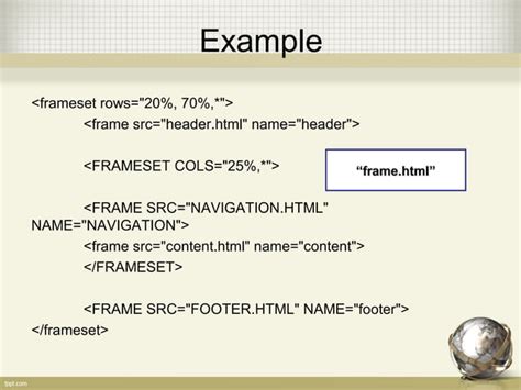 Html Frames Ppt Web Design And Html Internet