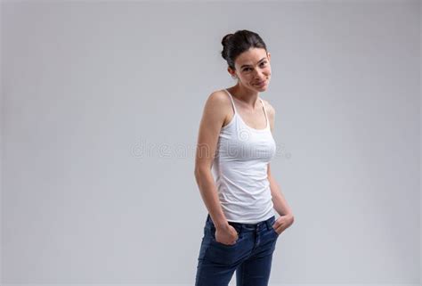 Cute Young Woman With A Sweet Smile And Dimples Stock Image Image Of