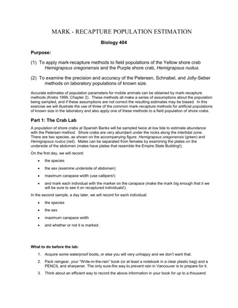 Mark Recapture Population Estimation Lab Exercise