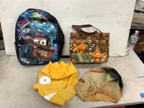 Cars Backpack Bart Simpson Mask Wicker Bag And Zombie Mask Auction