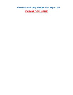 Fillable Online Pharmaceutical Gmp Sample Audit Report Fax Email Print PdfFiller