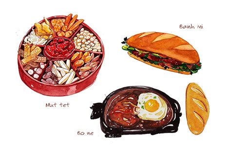 Vẽ Minh Họa Từ đồ ăn Vặt đến Cơm Mẹ Nấu ẩm Thực Việt Phong Phú Qua