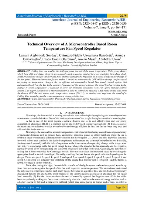Pdf Technical Overview Of A Microcontroller Based Room Temperature Fan Speed Regulator