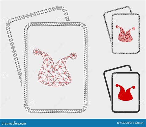 Joker Gaming Cards Vector Mesh Network Model And Triangle Mosaic Icon Stock Vector