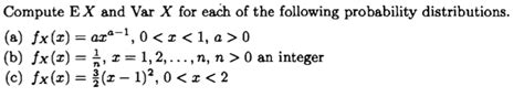 Solved Compute EX And VarX For Each Of The Following Chegg Com