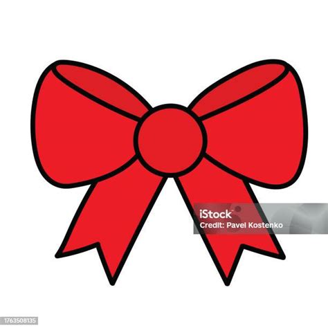 손으로 그린 만화 아이콘 빨간 활 선물에 흰색 배경 개념에 대한 스톡 벡터 아트 및 기타 이미지 개념 공휴일 그리기 Istock