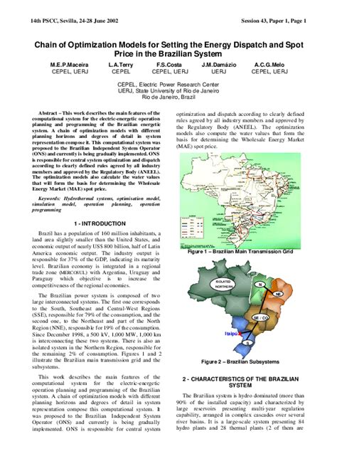 Pdf Chain Of Optimization Models For Setting The Energy Dispatch And