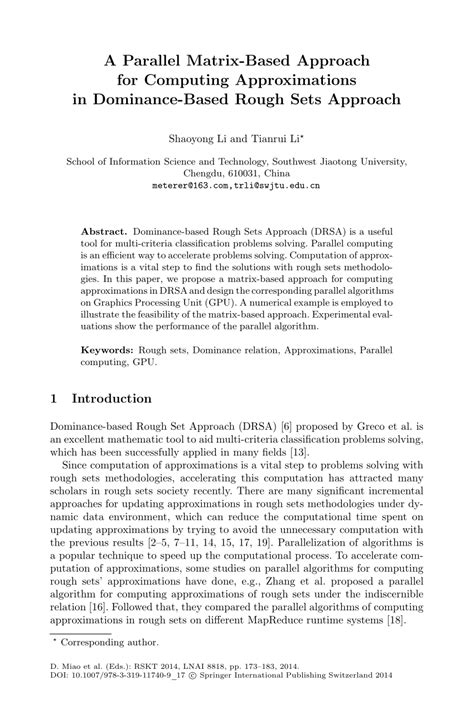 Pdf A Parallel Approach For Computing Approximations Of Dominance